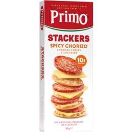 Primo Stackers Spicy Chrizo Cheese And Crackers 50g | Woolworths