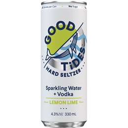 Good Tides Hard Seltzer Sparkling Water & Vodka Lemon Lime 330ml ...
