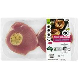 Woolworths Cook Pork Medallions Garlic & Herb Stuffing 300g | Woolworths