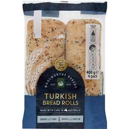 Woolworths Stonebaked Turkish Rolls 4 Pack | Woolworths