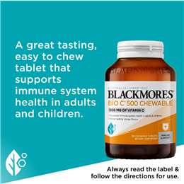 Blackmores Bio C 500mg Chewable Vitamin C Immune Support Tablets 125 ...