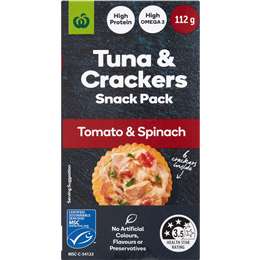 Woolworths Tuna & Crackers Snack Pack Tomato & Spinach 112g | Woolworths