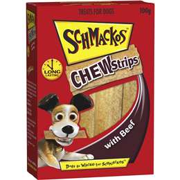Schmackos Chew Strips With Beef Dog Treats 100g | Woolworths