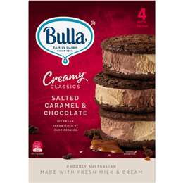 Bulla Creamy Classics Sandwich Salted Caramel & Chocolate 4 Pack ...