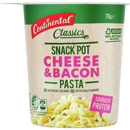 Continental Snack Pot Cheese & Bacon Pasta Serves 1 70g | Woolworths