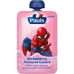 Pauls Kids Spiderman Strawberry Custard Pouch 140g | Woolworths