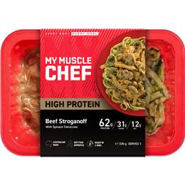 My Muscle Chef Beef Stroganoff Fettuccine Chilled Meal 330g | Woolworths