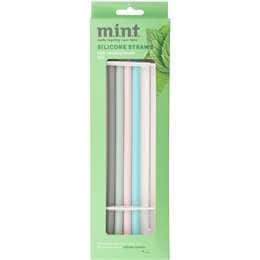 Mint Silicone Straws With Cleaning Brush 5 Pack | Woolworths