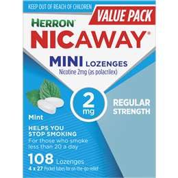 Herron Nicaway Stop Smoking Mini Lozenges 2mg 108 Pack | Woolworths