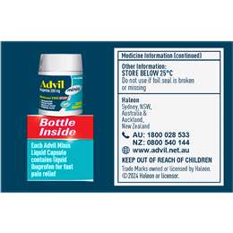Advil Minis Liquid Capsules Ibuprofen Pain & Fever Relief 20 Pack ...
