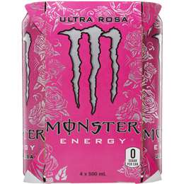 Monster Energy Ultra Rosa Multipack Cans 500ml X4 Pack | Woolworths
