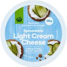 Woolworths Spreadable Light Cream Cheese 250g | Woolworths