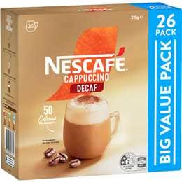 Nescafe Decaf Capuccino Sachets Big Value 26 Pack | Woolworths