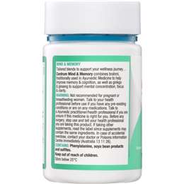 Centrum Benefit Blend Mind & Memory With Ginkgo Ginseng & Brahmi 50 ...