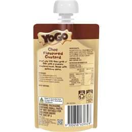 Yogo Choc Flavoured Custard Pouch 120g | Woolworths