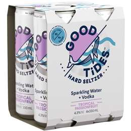 Good Tides Sparkling Water & Vodka Tropical Passionfruit Seltzer 330ml ...
