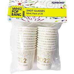 New Year's Eve Foil Paper Shot Glass 20 Pack | Woolworths