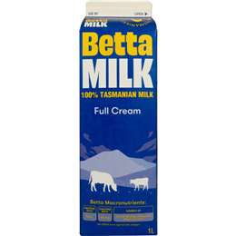 Betta Full Cream Milk 1l | Woolworths