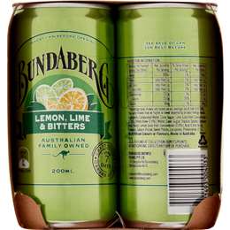 Bundaberg Mini Cans Lemon Lime Bitters 6 X 200ml | Woolworths