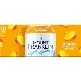 Mount Franklin Lightly Sparkling Water Mango 375ml X10 Pack | Woolworths