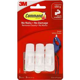 3m Command Small Utility Hooks 3 Pack | Woolworths