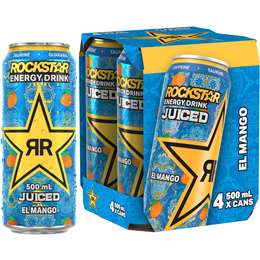 Rockstar Energy Drink El Mango 500ml X4 Pack | Woolworths