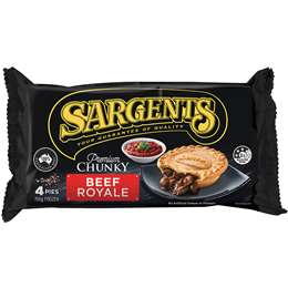 Diet info for Sargents Pies Chunky Beef Royale 4 pack - Spoonful