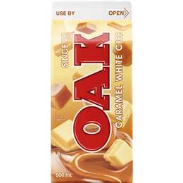 Oak Caramel White Chocolate Flavoured Milk 600ml | Woolworths