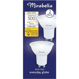 Mirabella Led Gu10 5.5w 500lm Warm White Light Globe 2 Pack | Woolworths