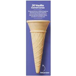 Woolworths Vanilla Cornet Cones 30 Pack | Woolworths