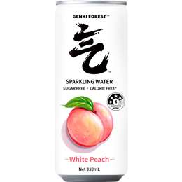 Genki Forest Sparkling Water White Peach 330ml X6 Pack | Woolworths