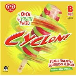 Paddle Pop Water Ice Cyclone 8 Pack | Woolworths