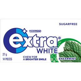 Extra White Spearmint Sugar Free Chewing Gum 14pc 27g | Woolworths