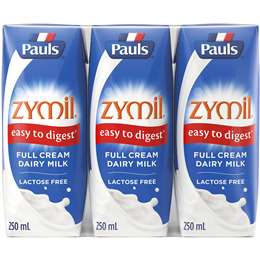 Zymil Long Life Full Cream Milk Lactose Free 250ml X3 Pack | Woolworths