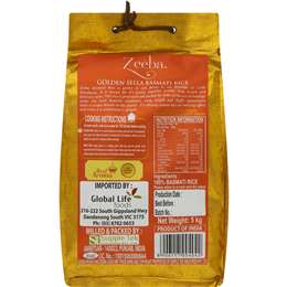 Zeeba Golden Sella Basmati Rice 5kg | Woolworths