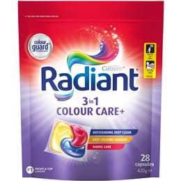 Radiant Colour Care+ Liquid Laundry Capsules Detergent Washing 28 Pack ...