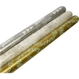 Christmas Wrapping Paper Gold & Silver 3m 3 Pack | Woolworths
