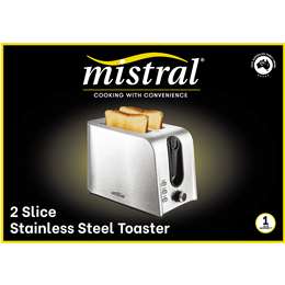 Mistral 2 Slice Stainless Steel Toaster Each | Woolworths