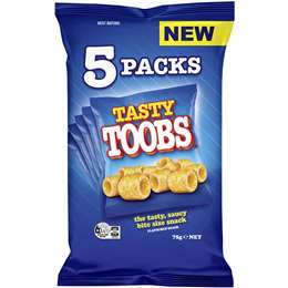 Tasty Toobs Tangy Snack Multipack 75g X 5 Pack | Woolworths