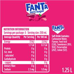 Fanta Raspberry Zero Sugar Soft Drink Bottles 1.25l | Woolworths