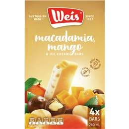 Weis Ice Cream & Fruit Bar Macadamia Mango Cream 70ml X 4 Pack | Woolworths