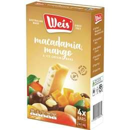 Weis Ice Cream & Fruit Bar Macadamia Mango Cream 70ml X 4 Pack | Woolworths