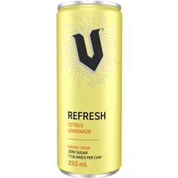 V Energy Refresh Citrus Lemonade Sugar Free Can 250ml | Woolworths