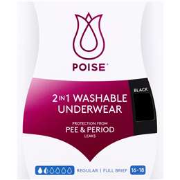 Poise 2-in-1 Period & Incontinence Underwear Size 16-18 Each | Woolworths