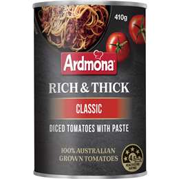 Ardmona Rich & Thick Diced Tomatoes With Paste Classic 410g | Woolworths