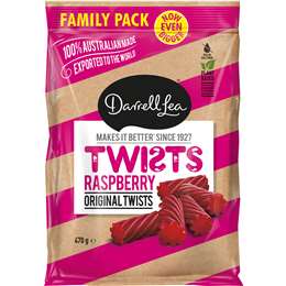 Darrell Lea Raspberry Twists Share Bag 470g | Woolworths