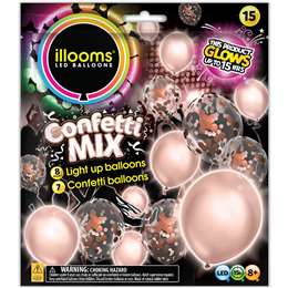 Illooms Led Balloons Confetti Mix Light Up Balloons 15 Pack | Woolworths