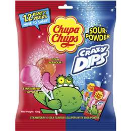 Chupa Chups Crazy Dips Sour Bag 108g | Woolworths