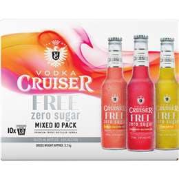 Vodka Cruiser Zero Sugar Mixed Pack Bottles 275ml X 10 Pack | Woolworths