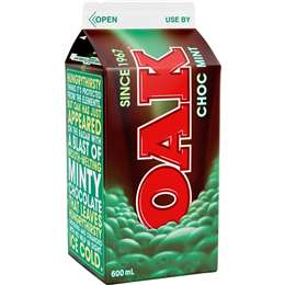 Oak Choc Mint Flavoured Milk 600ml | Woolworths